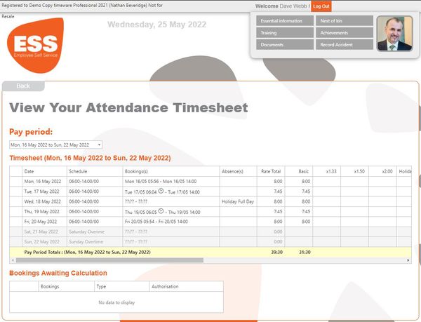 ESS (employee self service) - remote access to extensive functions