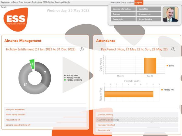 ESS (employee self service) - remote access to extensive functions